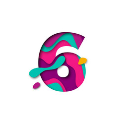 Cheese number 6 six font kids number figure 6 Vector Image