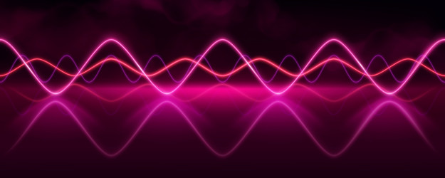 Pink sound waves glow light Royalty Free Vector Image