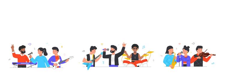 Group portrait of music band Royalty Free Vector Image