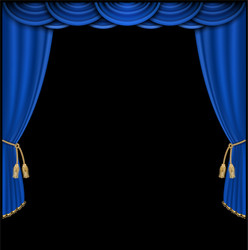 Light blue curtain with gold tassels Royalty Free Vector