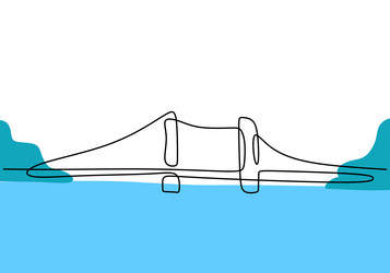 Giant bridge over river continuous one line Vector Image