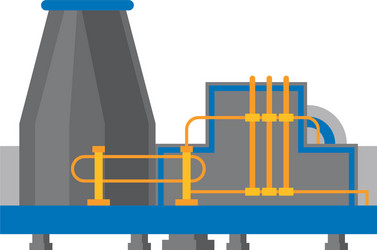 Oil refinery gas factory cartoon in black Vector Image