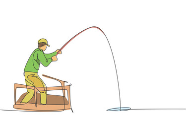 Continuous one line drawing of angler fish Vector Image