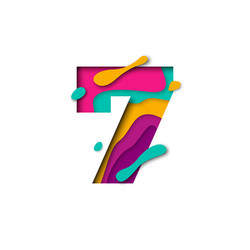 Cheese number 7 seven font kids number figure 7 Vector Image