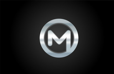 Silver grey metallic letter m logo design Vector Image