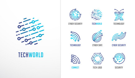 Logo set - technology tech icons and symbols Vector Image