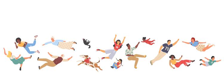 Flying people falling and happy dreaming Vector Image