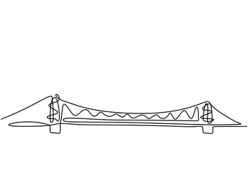 Giant bridge over river continuous one line Vector Image