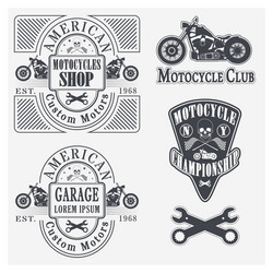 Biker club signs motorcycle repair logos Vector Image