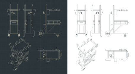 Welding cart isometric blueprints Royalty Free Vector Image