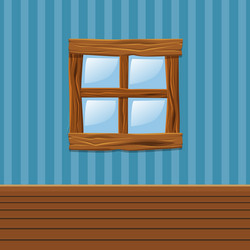 Cartoon wooden window home interior Royalty Free Vector