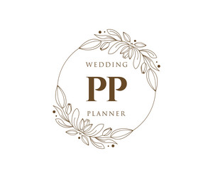 Pp initials letter wedding monogram logos Vector Image