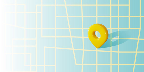 Locator mark on city map shows destination Vector Image