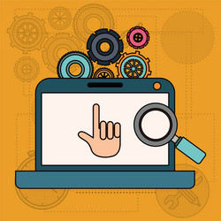 Background with desktop computer and tools Vector Image