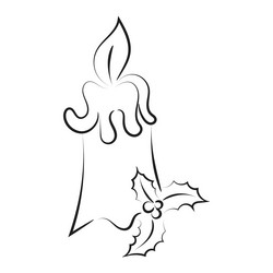 Christmas candle holy light line art Royalty Free Vector