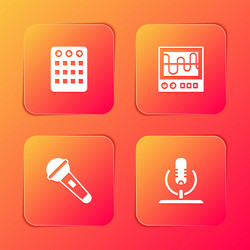 Set drum machine microphone oscilloscope and air Vector Image