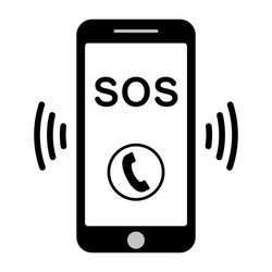 Sos phone signal icon outline rescue Royalty Free Vector