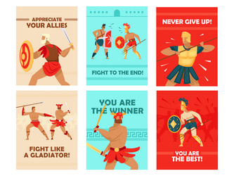Trendy poster designs with coliseum gladiators Vector Image