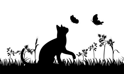 Cat with butterfly cats and butterflies Royalty Free Vector