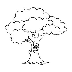 Tree cartoon coloring page for kids Royalty Free Vector