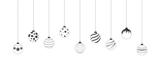 Black and white christmas balls Royalty Free Vector Image