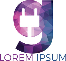 Letter g electricity plug logo design Royalty Free Vector