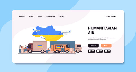 People loading donation help boxes with medical Vector Image