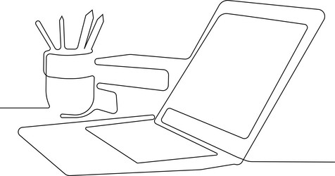 Continuous line drawing of a workspace Royalty Free Vector