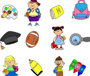 Cute school icon set Royalty Free Vector Image