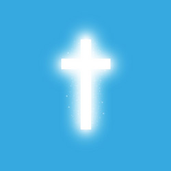 Shining white cross on transparent background Vector Image