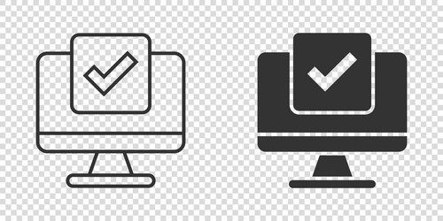 Computer check mark icon in flat style survey Vector Image