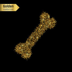 Gold glitter icon of bone isolated Royalty Free Vector Image