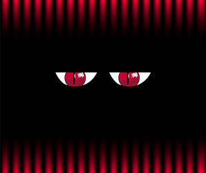 Yellow angry monster eyes on black and Royalty Free Vector