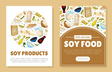 Soy food mobile app templates set soybean Vector Image