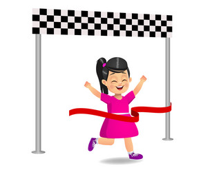 Girl Cartoon Crossing Finish Line Vector Images (41)