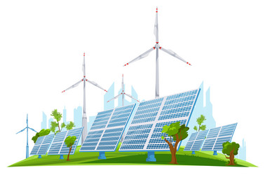 Renewable energy concept with solar and wind Vector Image