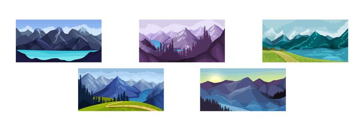 Scenic mountain landscapes and nature view Vector Image