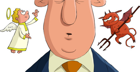 Shoulder devil and angel kind evil human Vector Image