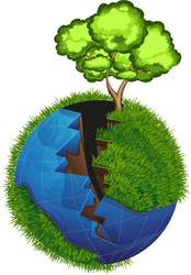 Shattered earth cut in half cartoon clip art Vector Image