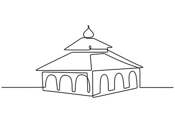 Mosque continuous one line drawing minimalist Vector Image
