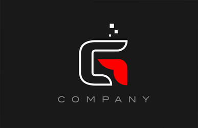 Red black line g alphabet letter logo icon Vector Image