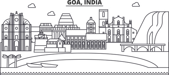 India goa line travel skyline set goa Royalty Free Vector