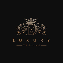 Letter d luxury line logo design Royalty Free Vector Image