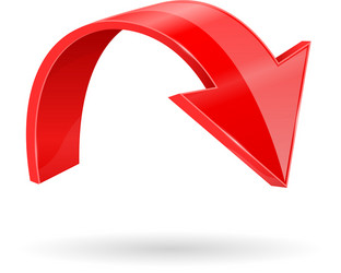 Red 3d down arrow with transparent shadow Vector Image