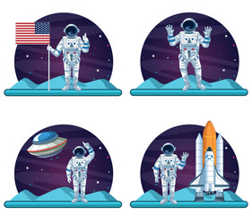 Astronaut spacesuit helmet outline Royalty Free Vector Image