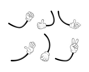 Cartoon hand in white glove gesturing waving Vector Image