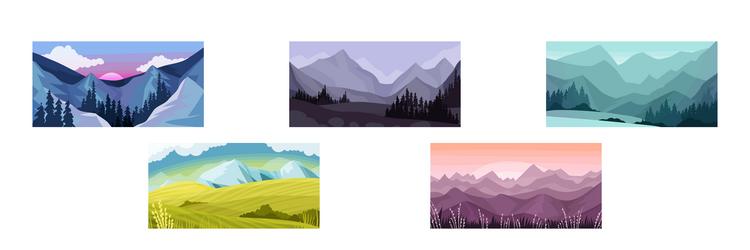 Scenic mountain landscapes and nature view Vector Image