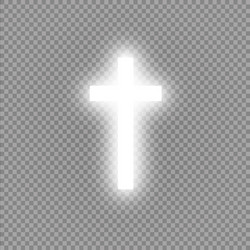 Shining white cross on transparent background Vector Image
