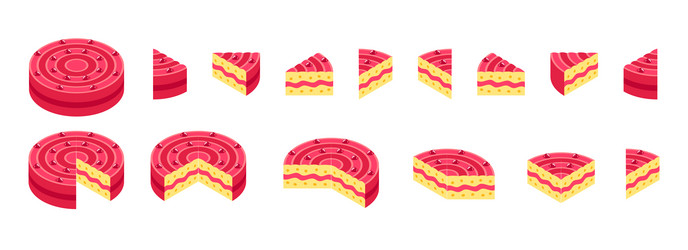 Pieces pie cake cut cake and its slice parts Vector Image