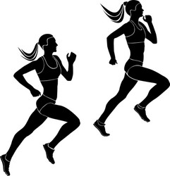 Two women athletes runners Royalty Free Vector Image